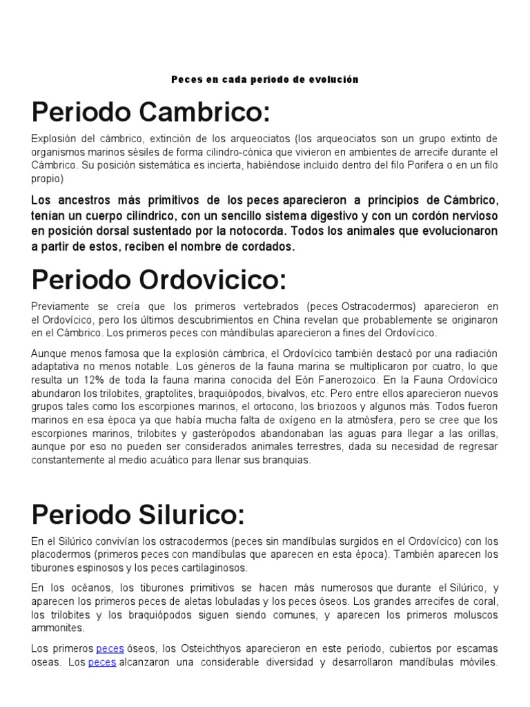 Evolución de los Peces Primitivos | PDF | Pescado