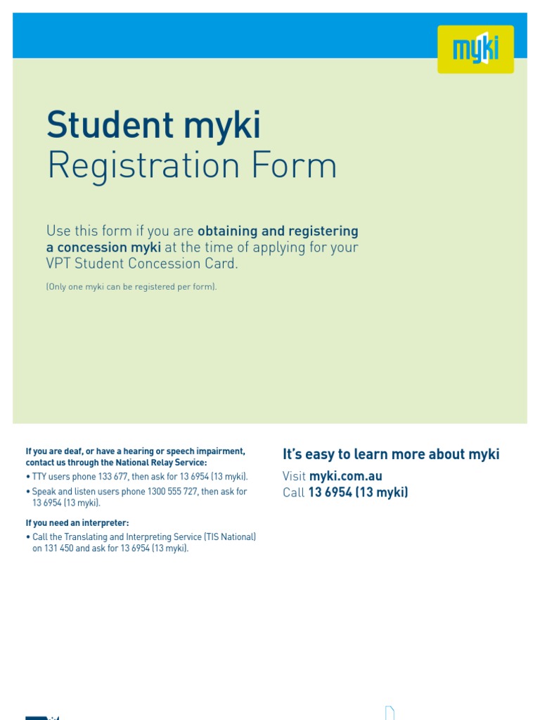 Student Myki Registration Form | PDF | Government Information | Government