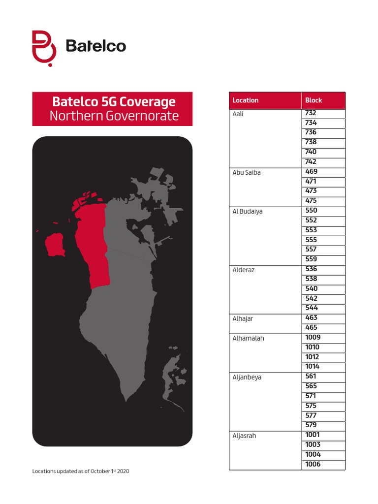 Batelco 5G Coverage: Northern Governorate | Download Free PDF | Middle East