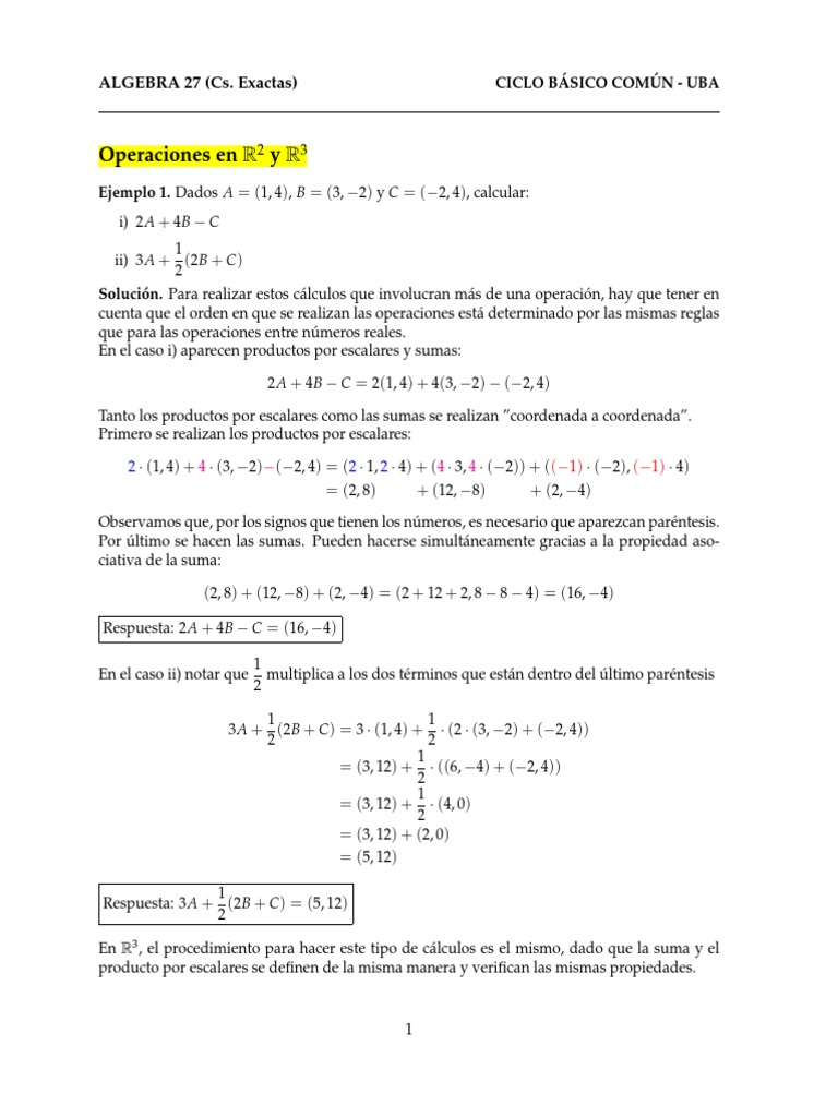 Operaciones y propiedades de vectores en R2 y R3 | PDF | Ecuaciones ...