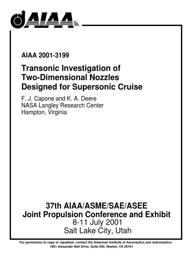 Transonic Investigation of Two-Dimensional Nozzles Designed For ...