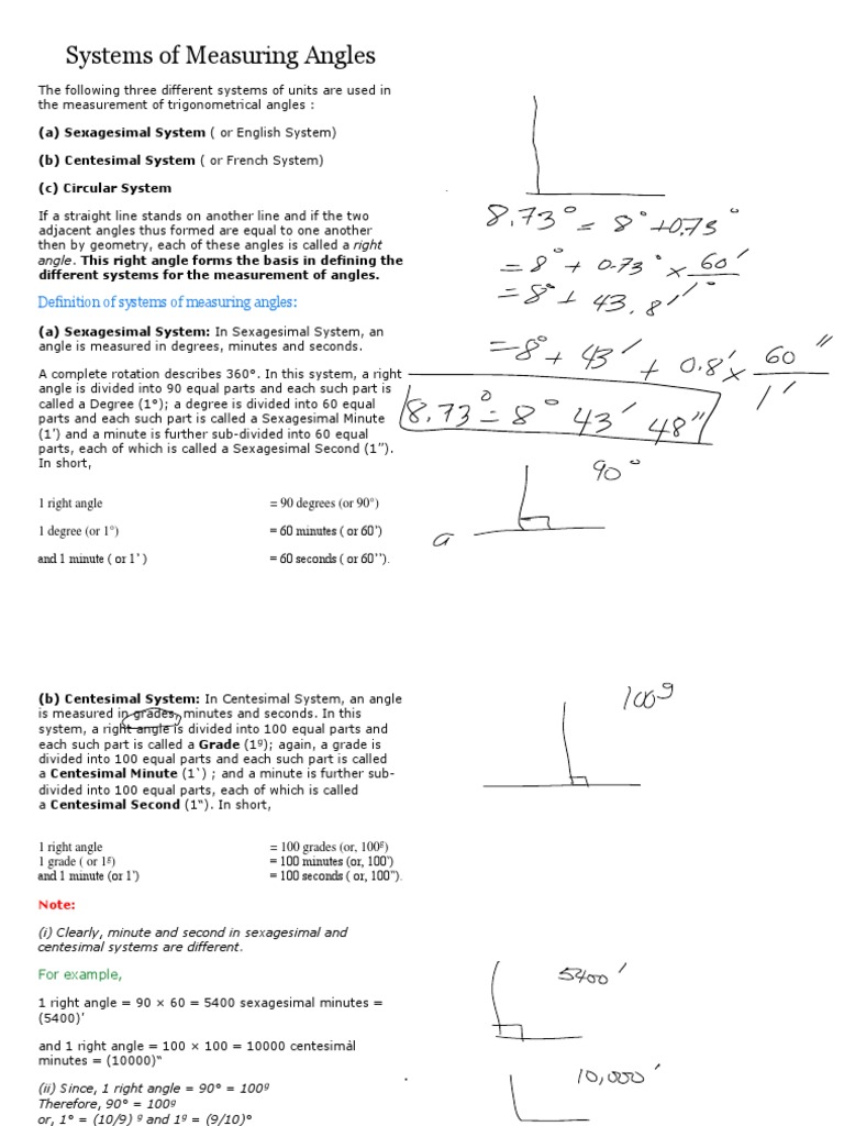 Lecture02 - Systems of Measuring of Angles | PDF | Angle | Minute And ...