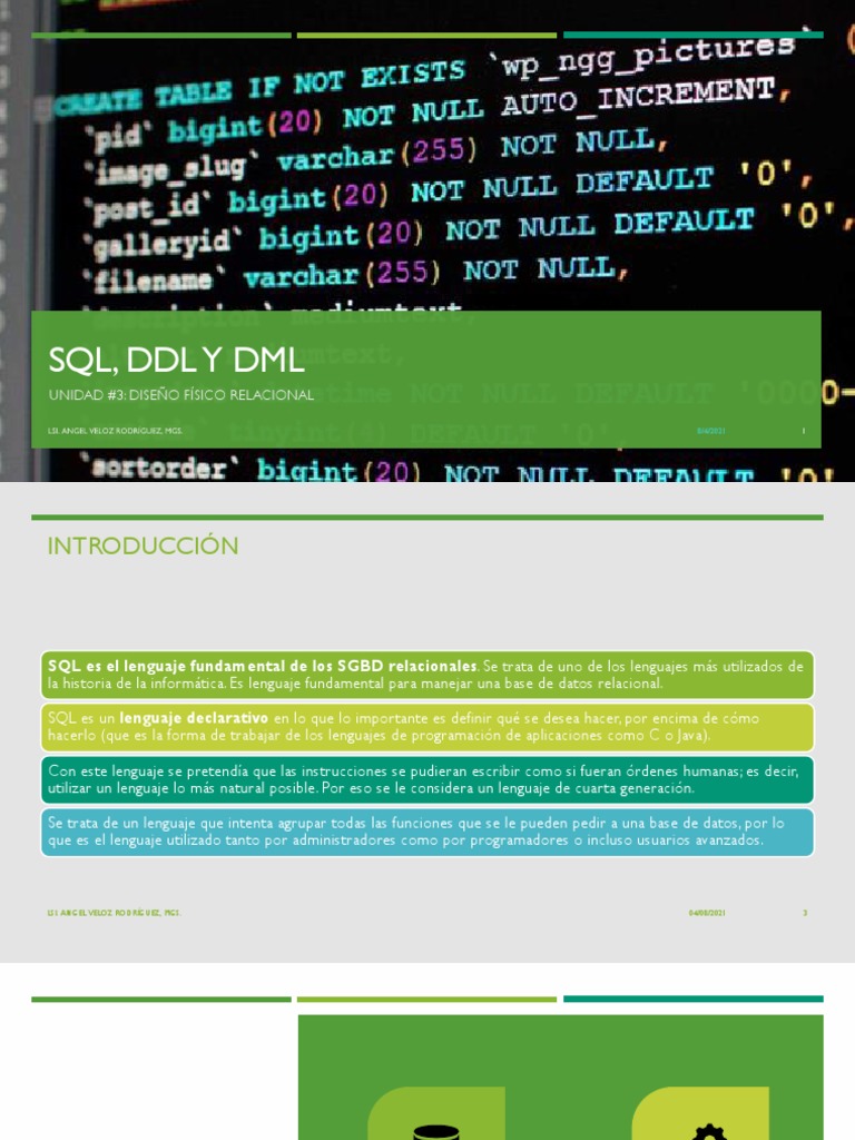 SQL, DDL y DML | PDF | SQL | Lenguaje de programación