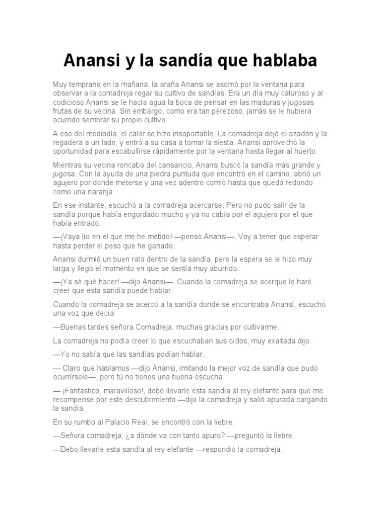 Anansi y La Sandía Que Hablaba | PDF | Arte | Poesía