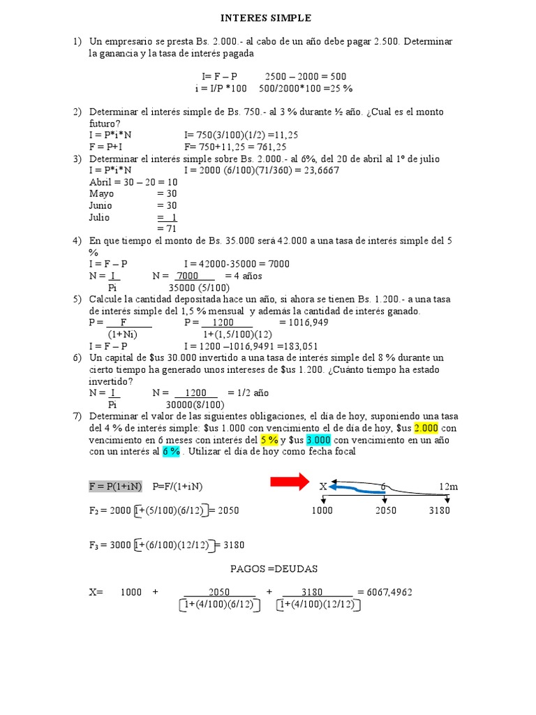Ejercicios de Interés Simple y Compuesto | PDF | Hoja de balance | Dinero