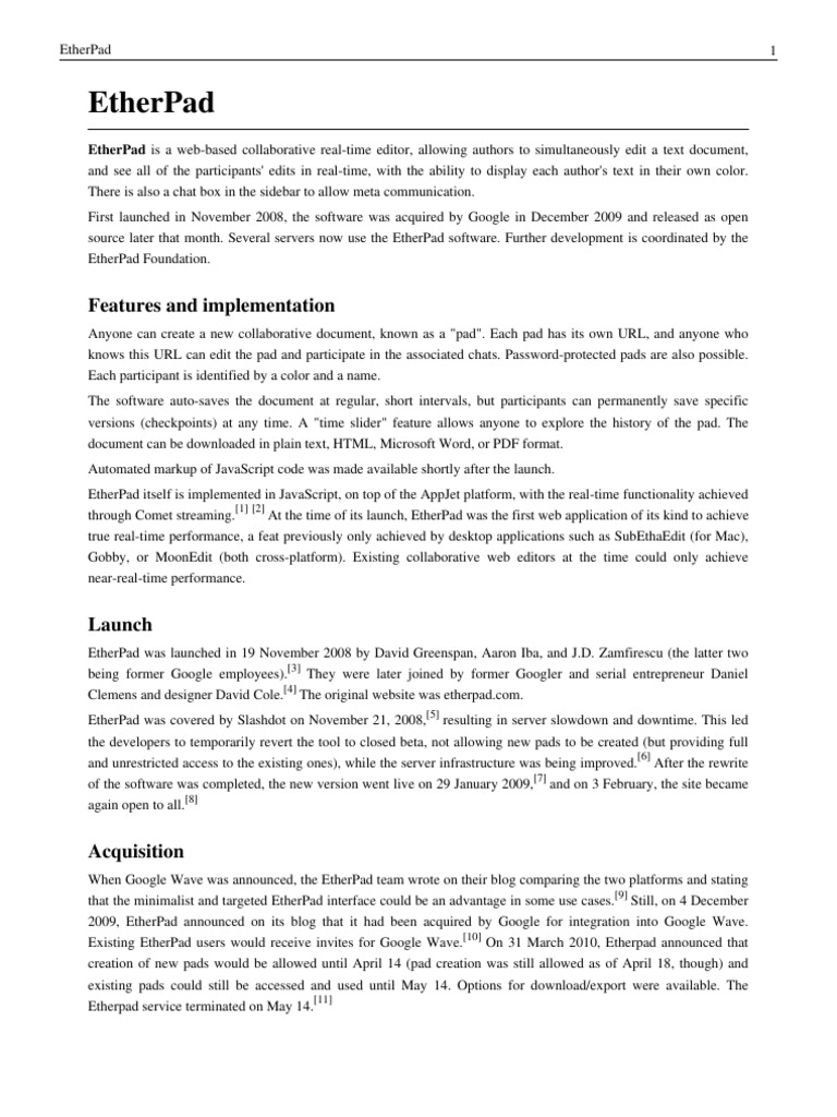 Etherpad: Features and Implementation | PDF | Communication Software | Web Software