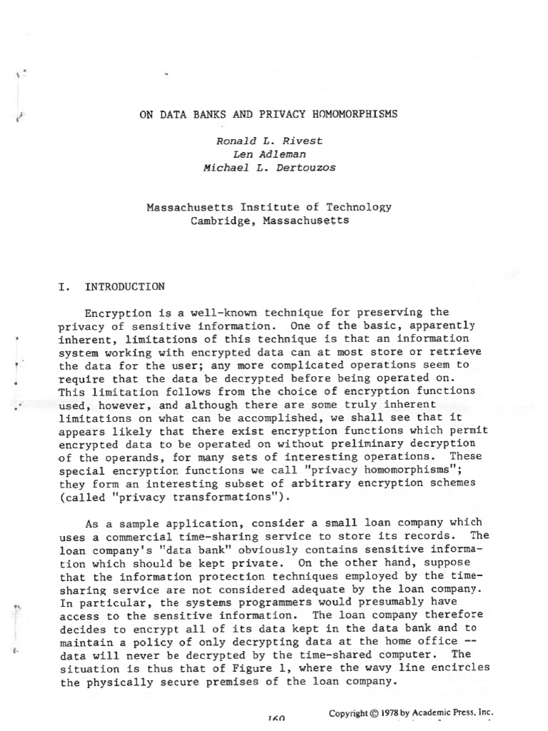 Privacy Homomorphisms: On Data | PDF | Encryption | Cryptography