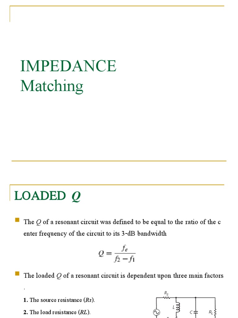 Lecture 2 Impedance Matching | PDF | Electrical Impedance | Electrical ...