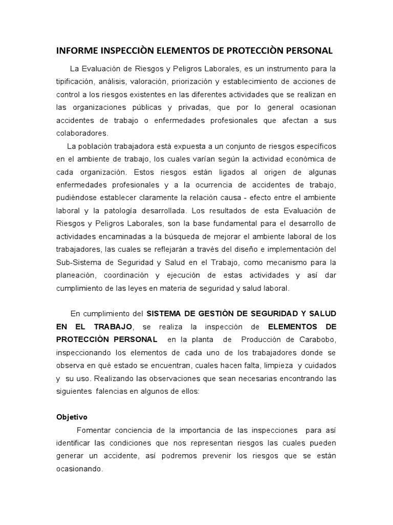 Informe de Inspeccion de Epp | PDF | Soldadura | Construcción