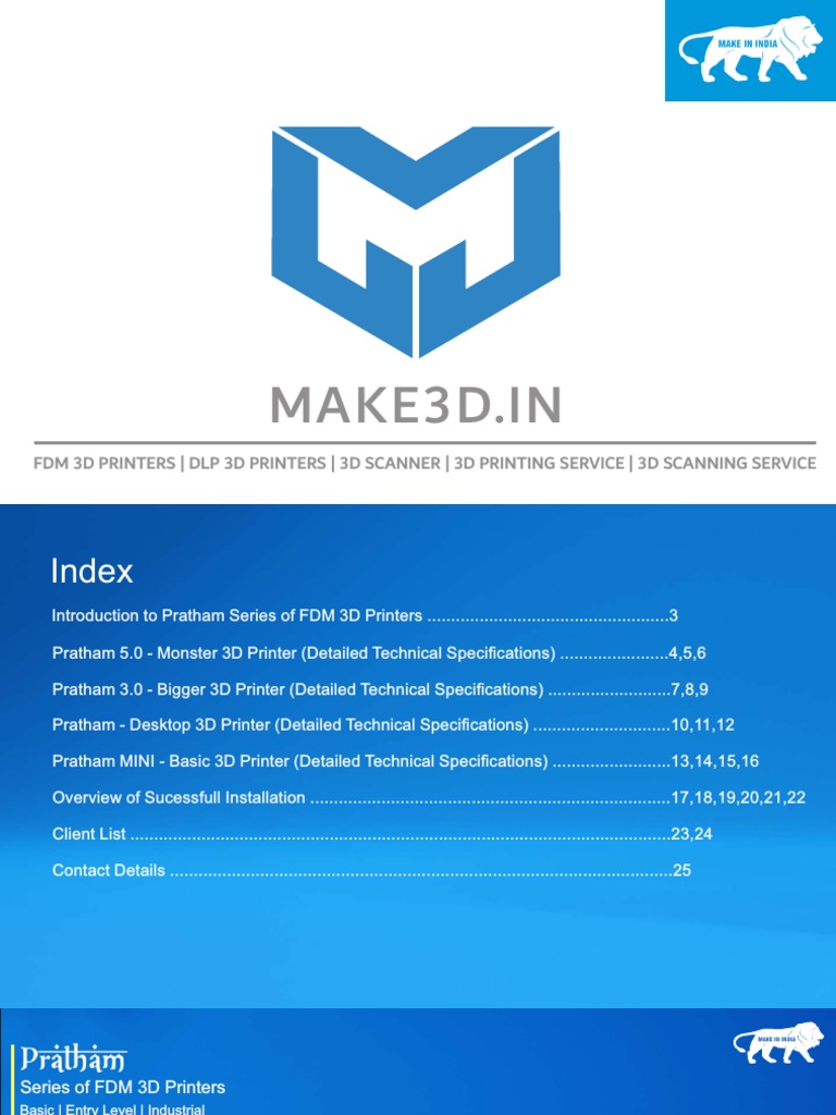 Product Brochure Make3d.in WPP, Surat | Download Free PDF | 3 D Printing | Printer (Computing)