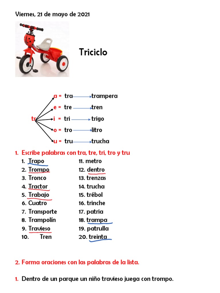 Sílabas Tra Tre Tri Tro Tru | PDF