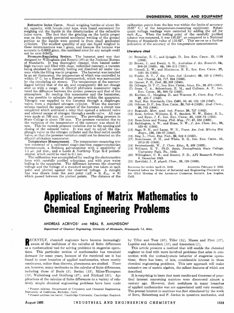 Matrix Mathematics Chemical Problems Applications PDF Matrix