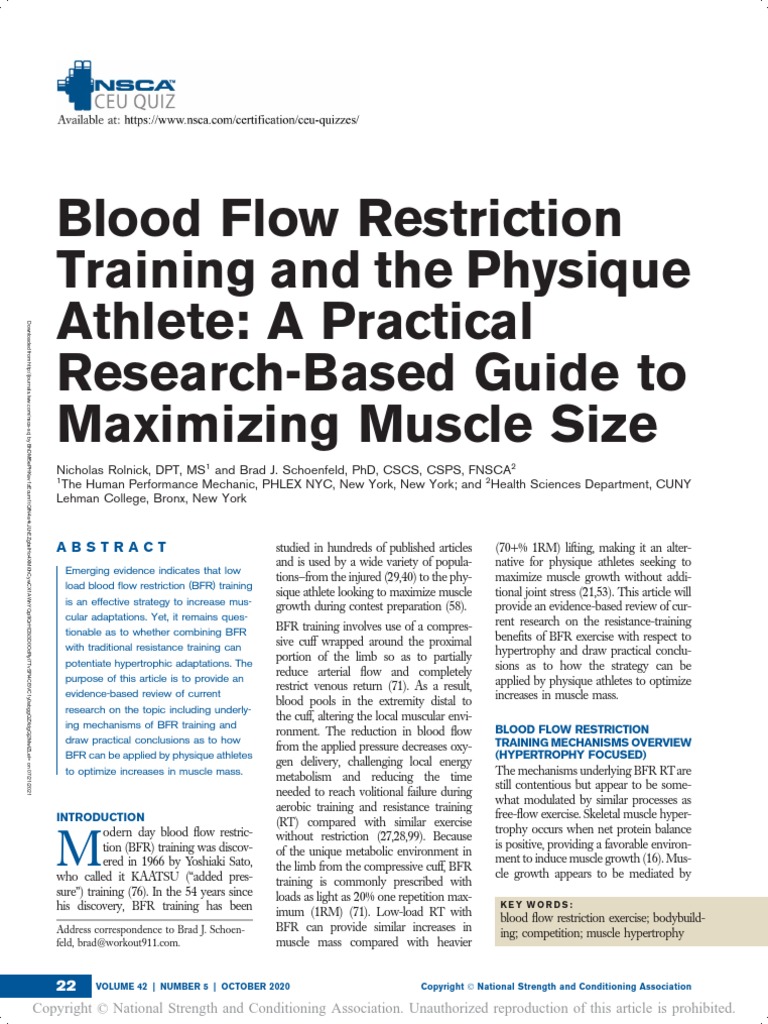 Blood Flow Restriction Training and The Physique Athlete | PDF ...