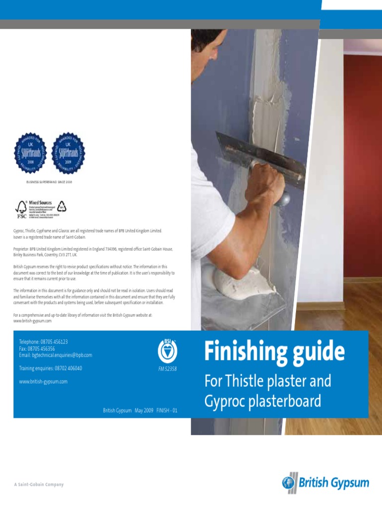 Finishing Guide For Thistle Plaster and Gyproc Plasterboard | PDF ...