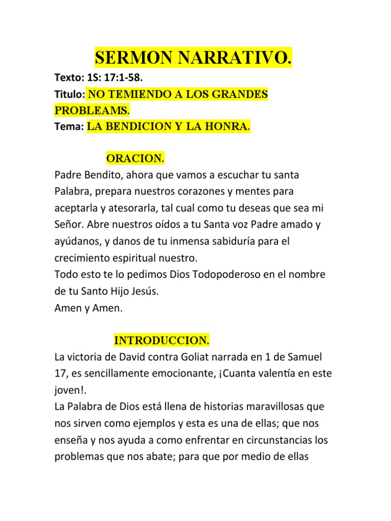 Sermon Narrativo | PDF | David | Goliat