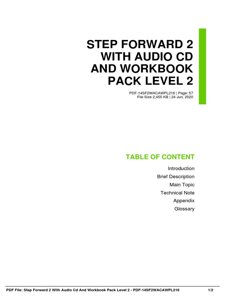 Step Forward 2 With Audio CD and Workbook Pack Level 2: Table of ...
