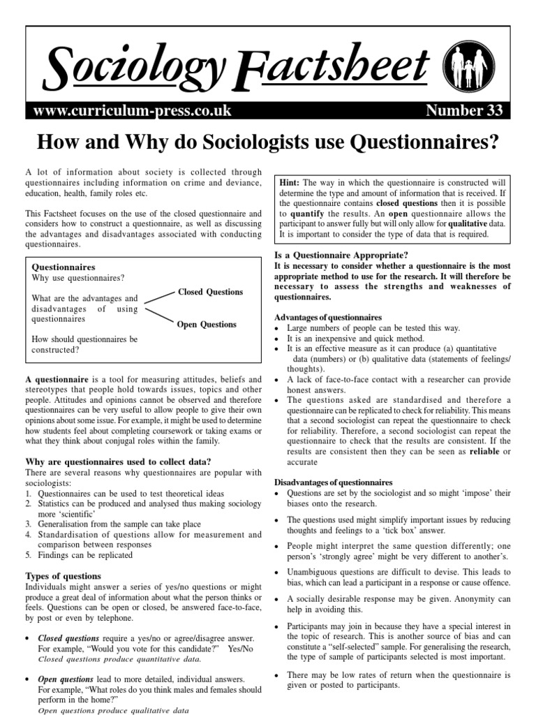 Questionnaires | Questionnaire | Sociology