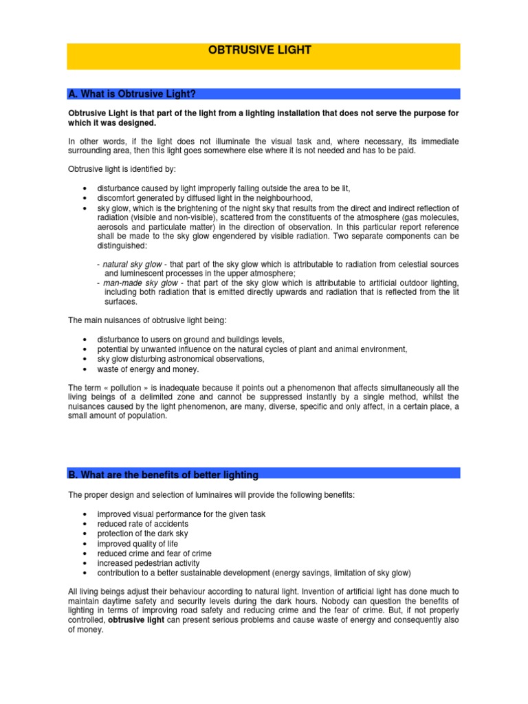 A. What Is Obtrusive Light? | PDF | Lighting | Sky