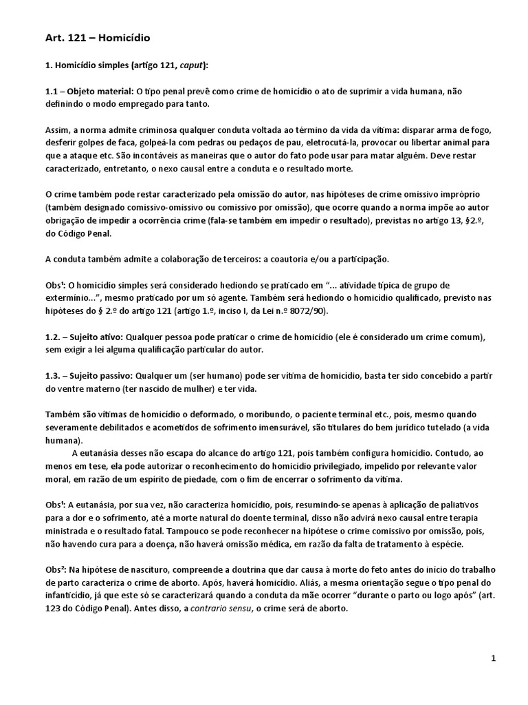 Homicídio simples e qualificado | PDF | Homicídio | Lesão corporal (crime)