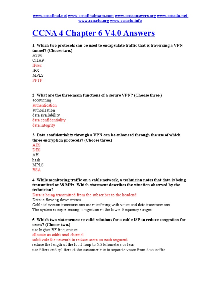 CCNA 4 Chapter 6 V4.0 Answers 2011 | PDF