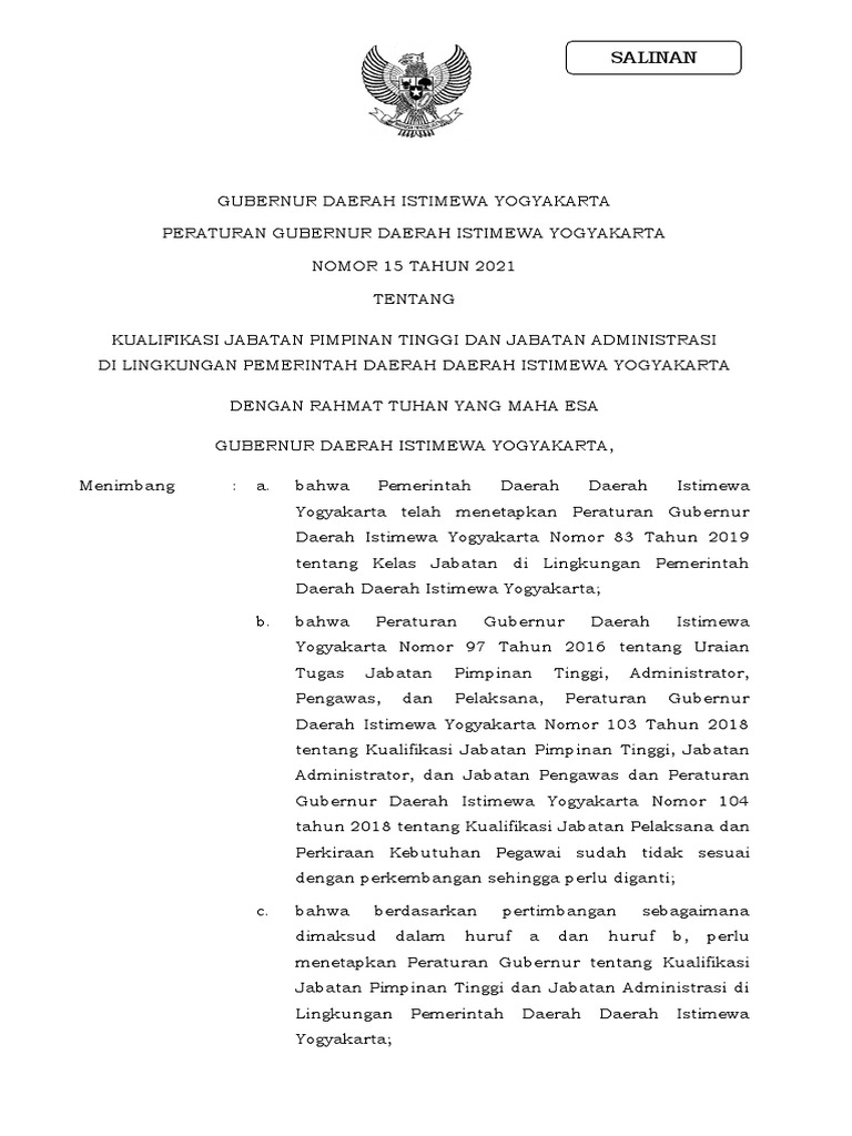 Kualifikasi Jabatan Pemda DIY 2021 | PDF