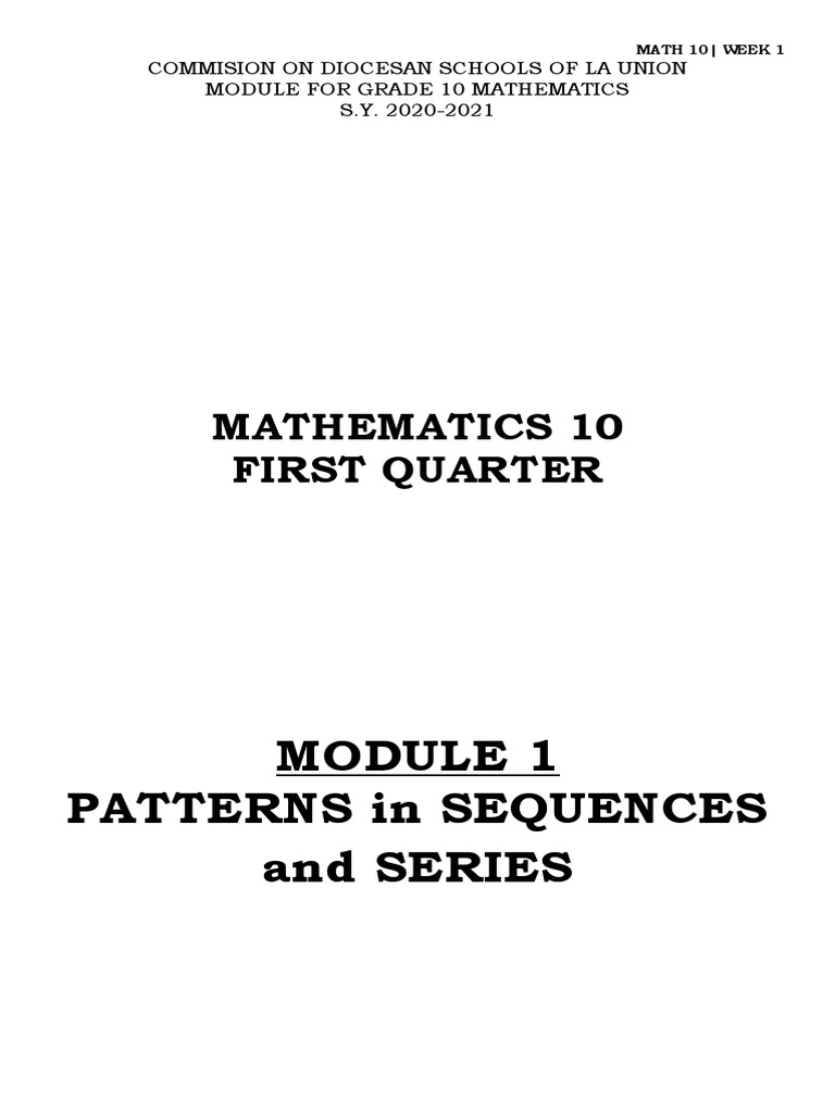 Patterns in Sequences and Series: Mathematics 10 First Quarter | PDF ...