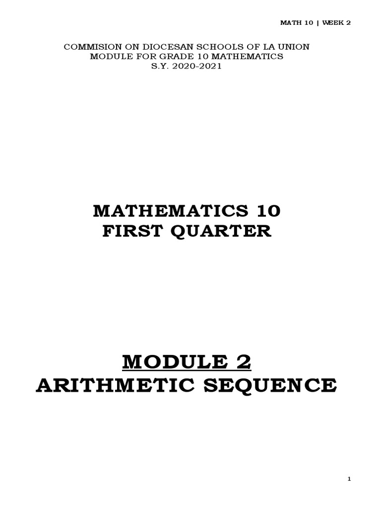 Math 10 Arithmetic Sequence | PDF | Mathematics | Arithmetic