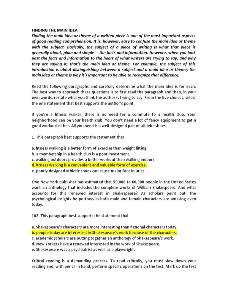 FINDING THE MAIN IDEA Week 5 | PDF | United States Postal Service