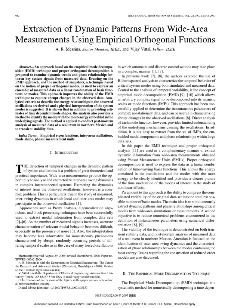 Extraction of Dynamic Patterns From Wide-Area Measurements Using ...