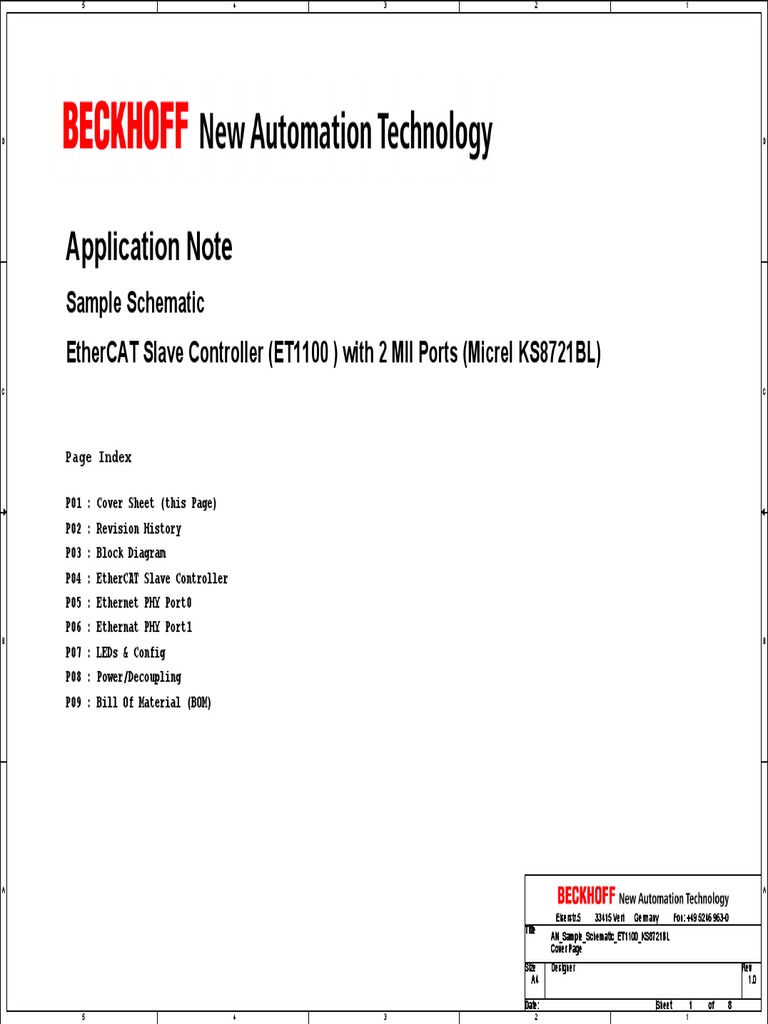 ET1100 EtherCAT Schematic Overview | PDF | Manufactured Goods | Computer Standards