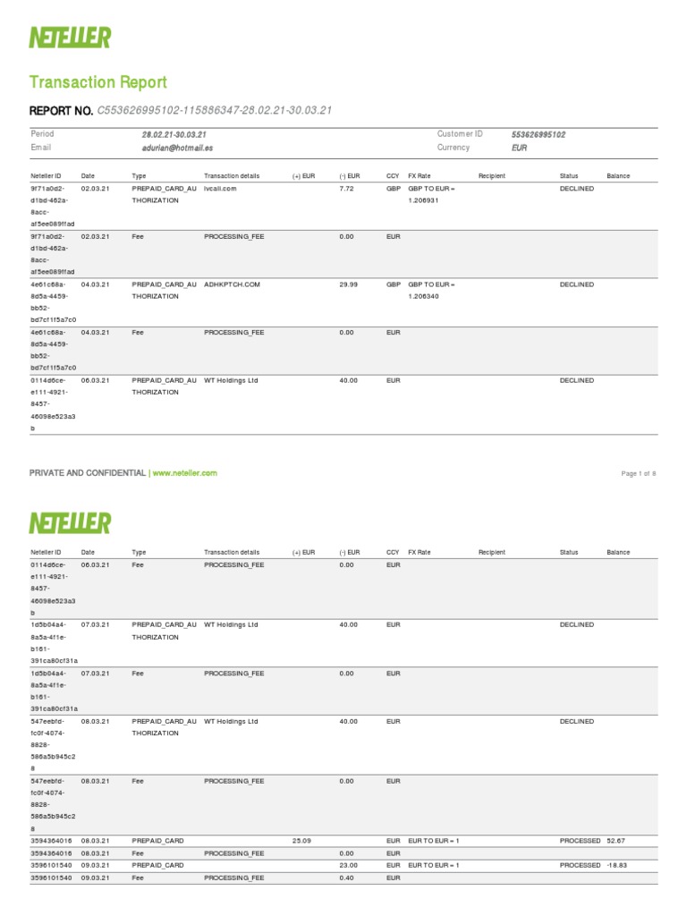 Transaction History | PDF | Euro | Money