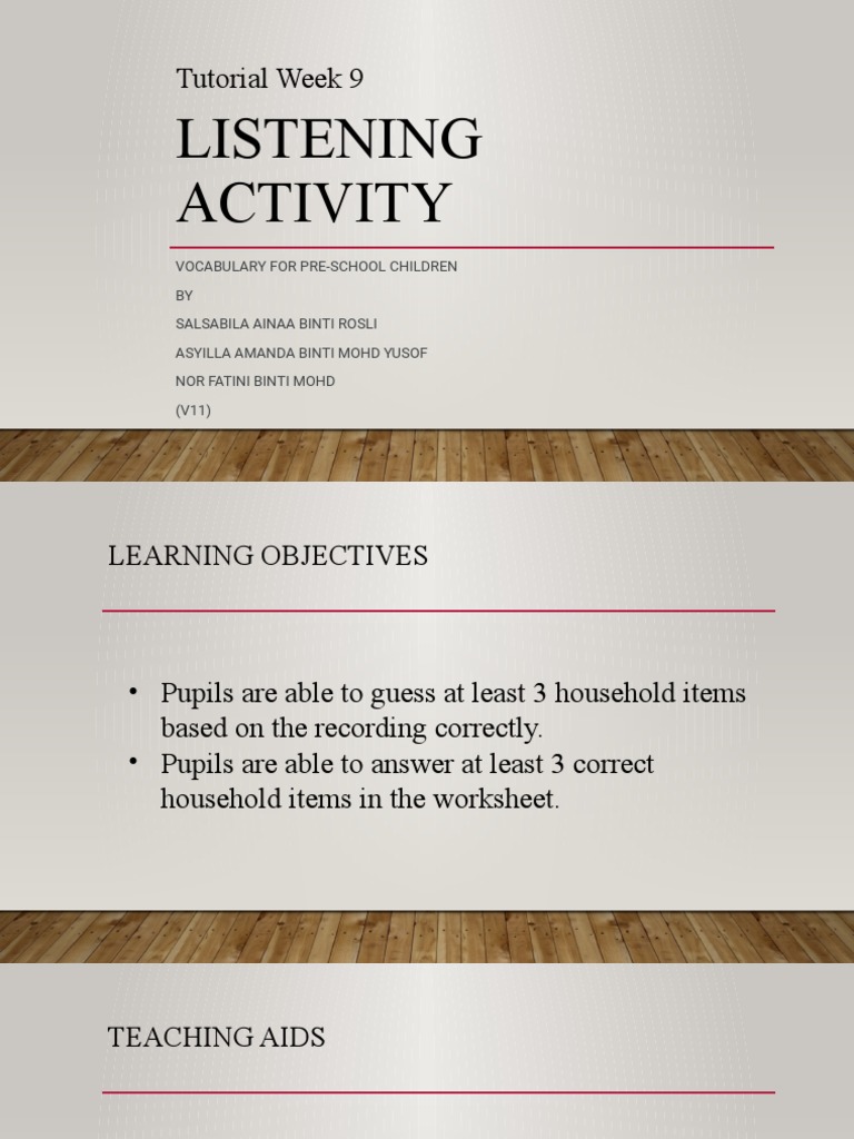 Listening Activity: Tutorial Week 9 | PDF