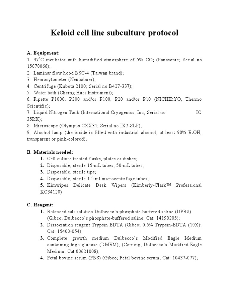 Keloid Cell Line Subculture | PDF | Chemistry | Laboratories