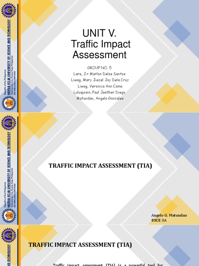 UNIT V Traffic Impact Assessment BSCE 3A | PDF | Transport | Traffic