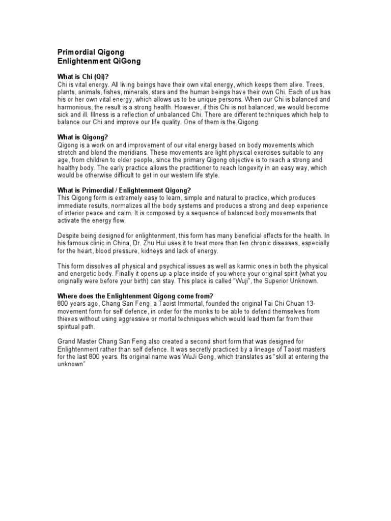 An Introduction to Primordial Qigong and Enlightenment QiGong: History ...