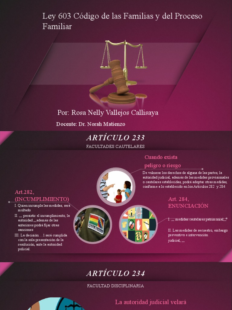 Ley 603 Código de Las Familias y Del Proceso Familiar | PDF | Sentencia (ley) | Mandato