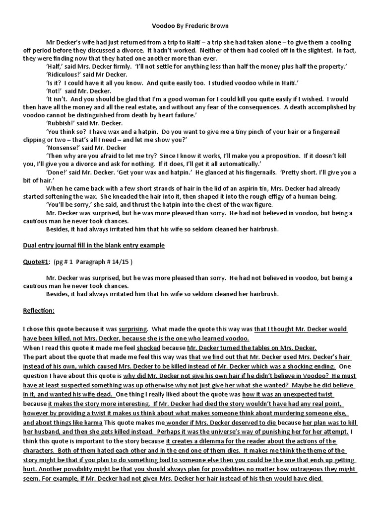 Voodoobyfredericbrown With Dual Entry Journal Example | PDF
