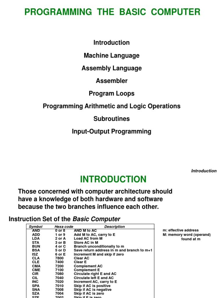 Ch6 PROGRAMMING THE BASIC COMPUTER (Unit-3) | PDF | Assembly Language | Subtraction