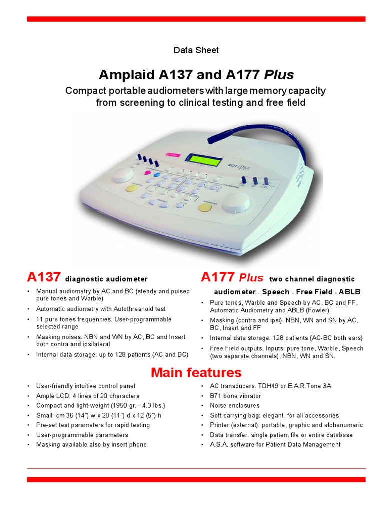 Amplaid A137 and A177 Plus Puretone | PDF | Microphone | Information ...