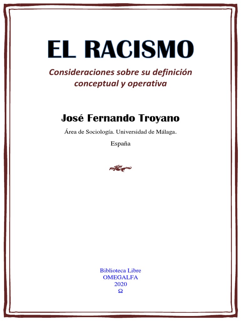 El Racismo Consideraciones Sobre Su Definicion Conceptual y Operativa ...