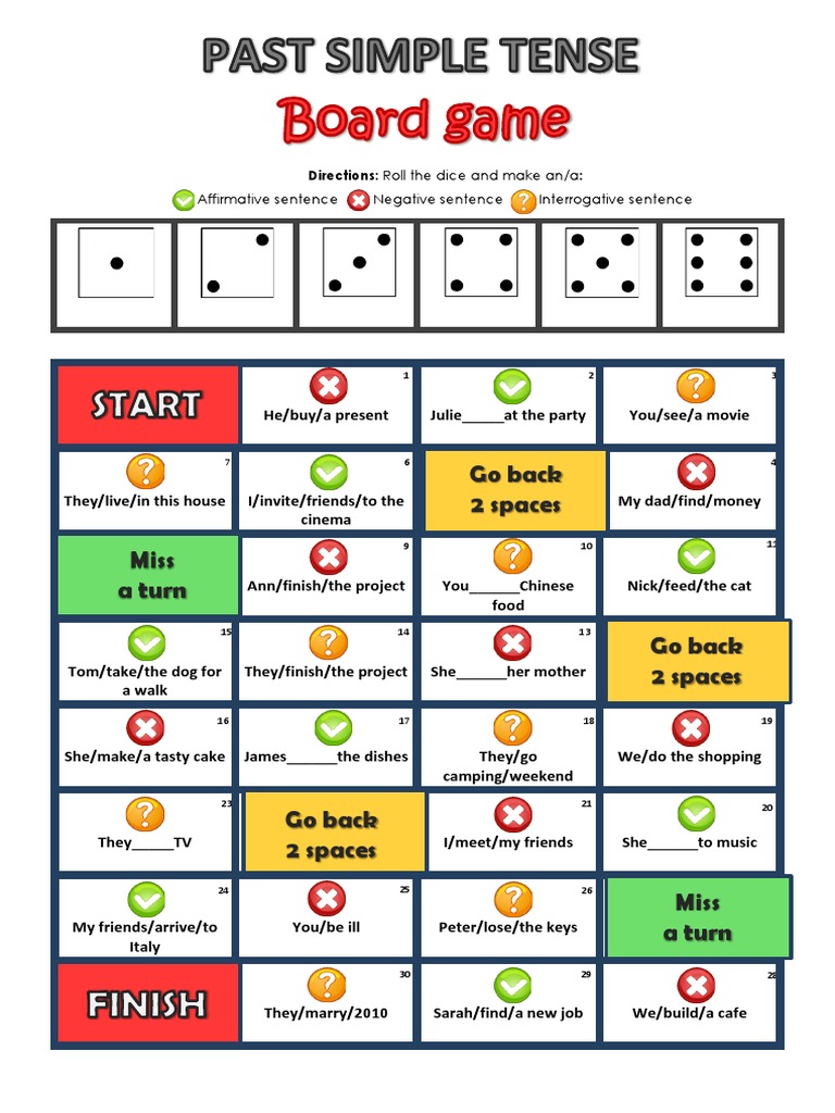 SPEAKING ACTIVITY 3-Board Game - Roll The Dice - Simple Past Tense | PDF