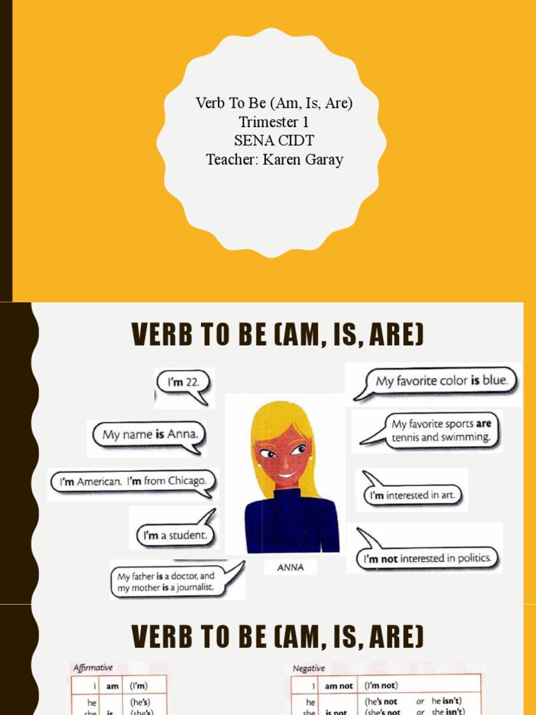 Verb To Be (Am, Is, Are) Slides | PDF