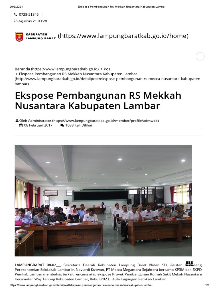 Ekspose Pembangunan RS Mekkah Nusantara Kabupaten Lambar | PDF