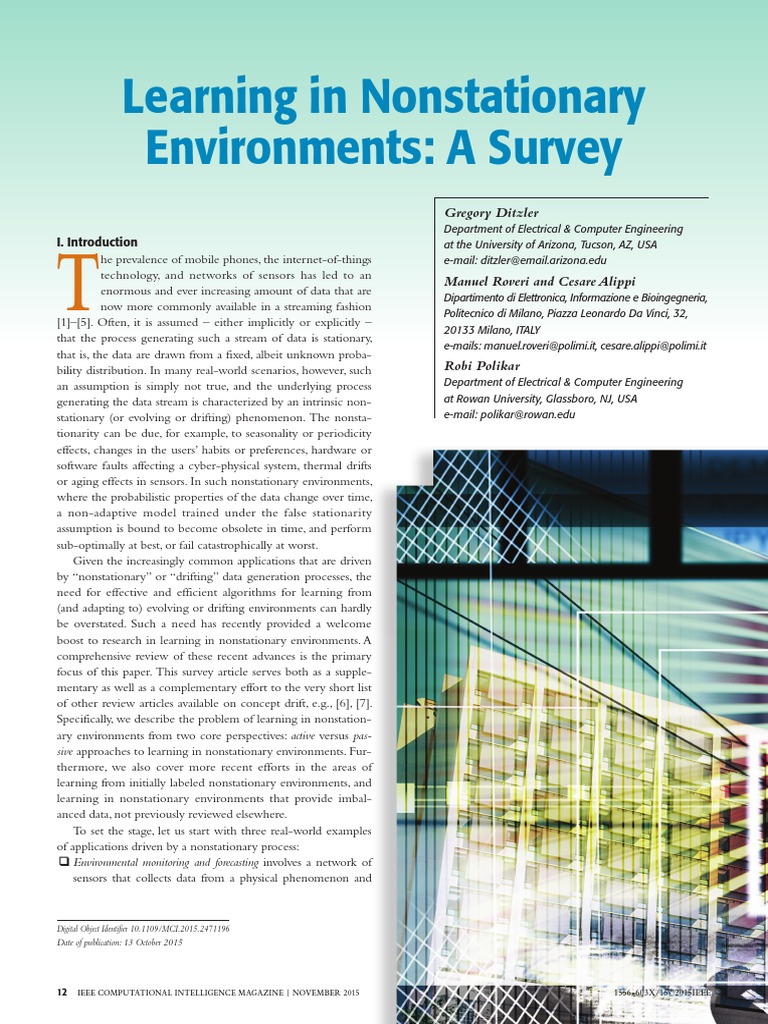 Learning in Nonstationary Environments: A Survey: Gregory Ditzler | PDF ...