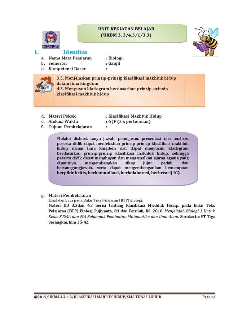 Ukb Bio 3.3 Klasifikasi Makhluk Hidup | PDF | Sains & Matematika