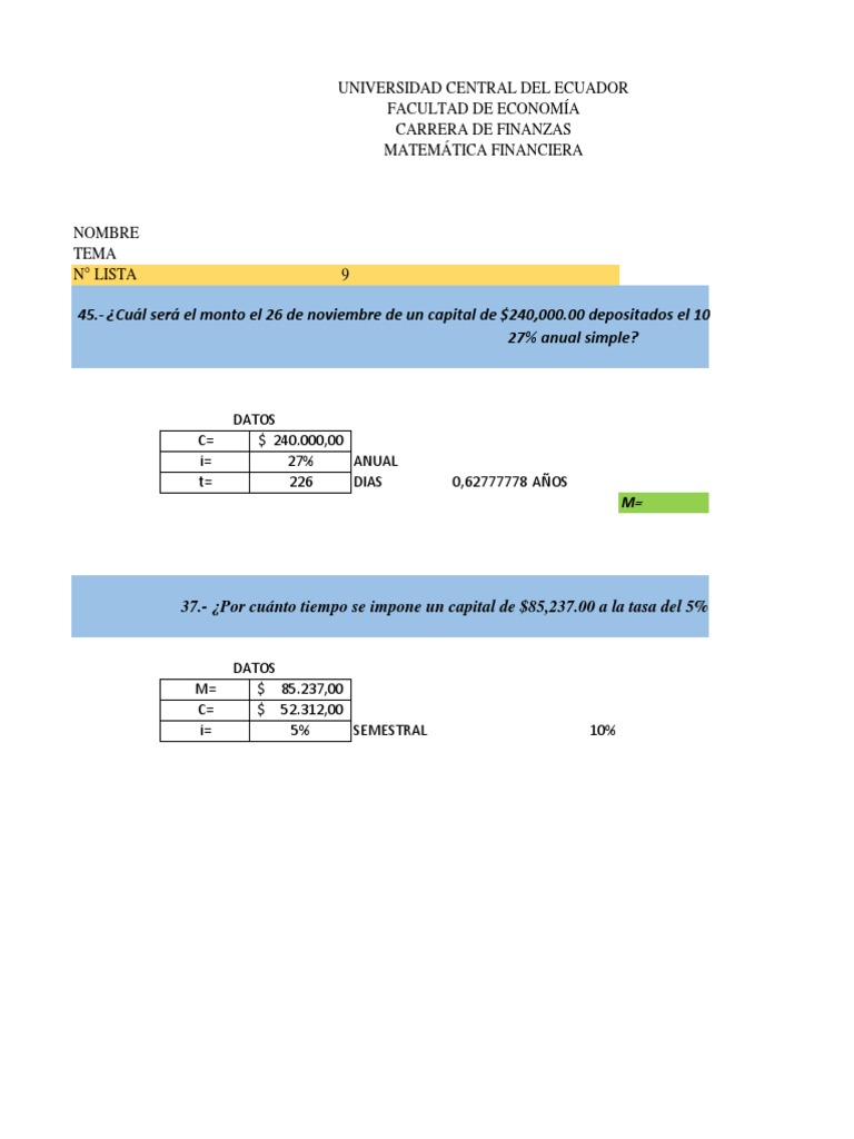 Deber 2 Interes Simple | PDF