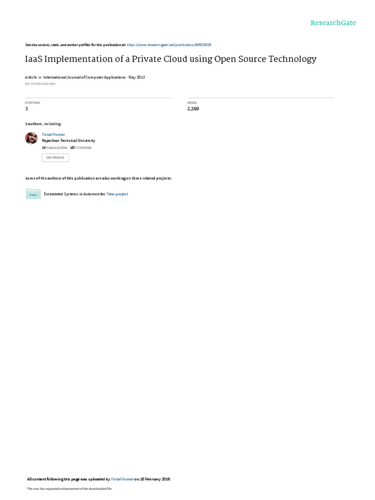 Iaas Implementation of A Private Cloud Using Open Source Technology | PDF | Cloud Computing ...