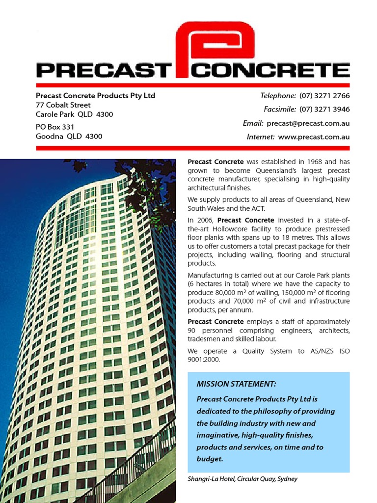 Corporate Profile Precast | Download Free PDF | Precast Concrete | Brisbane