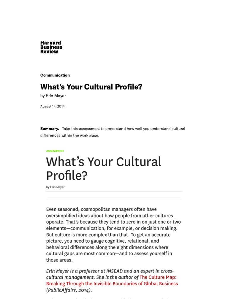 Understanding Your Cultural Profile | PDF | Psychological Concepts ...