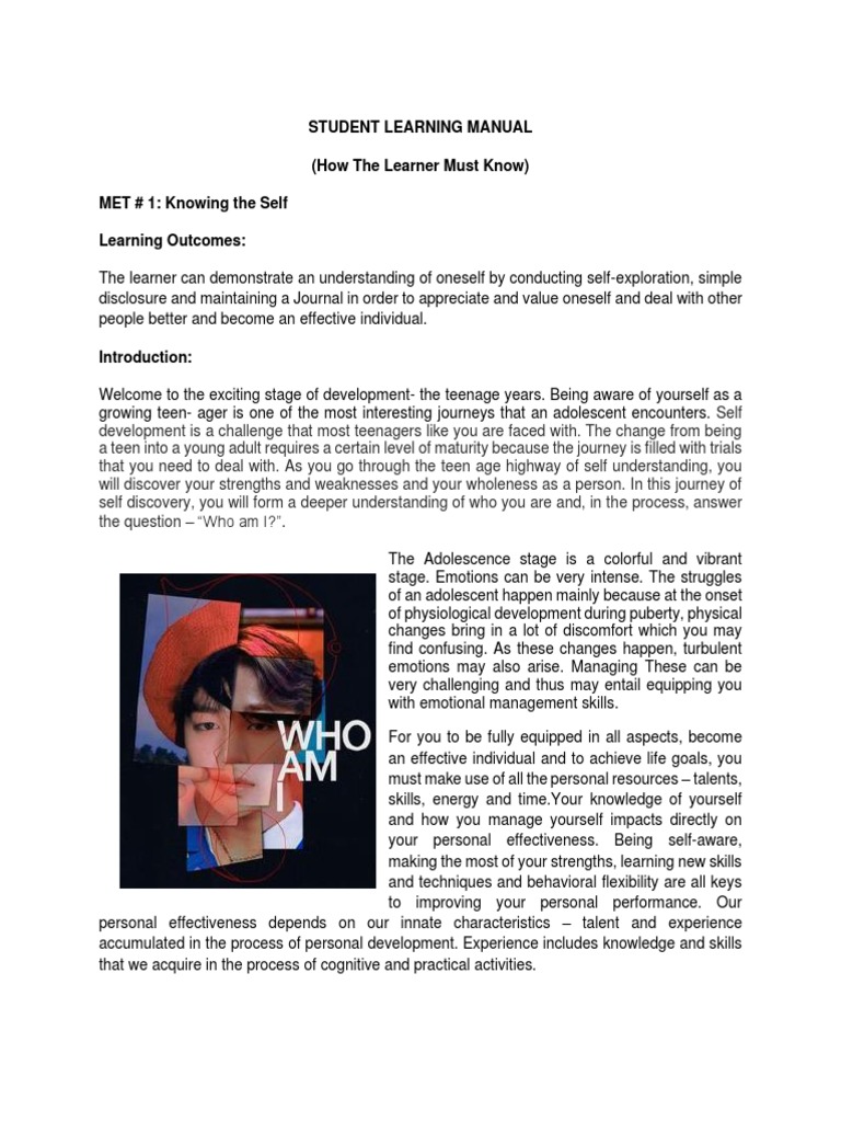 Part 6. Sample Learners Learning Material | PDF | Self | Adolescence